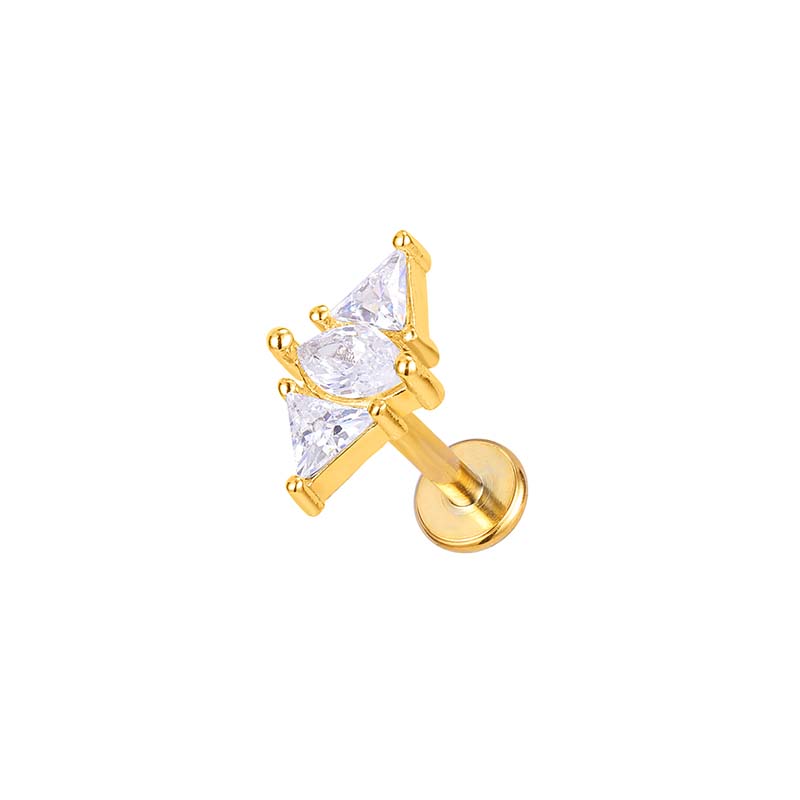Labret/tragus/helix piercing en acier doré chirurgical - Reuter Bv/Srl
